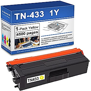 LKKJ 1 Pack TN-433Y Yellow Toner Cartridge Compatible TN433Y High Yield Toner Cartridge Replacement for Brother HL-L8260CDW L8360CDW L8360CDWT MFC-L8900CDW Printer Toner.