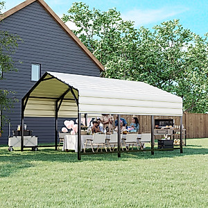 ADVANCE OUTDOOR Metal Roof Carport Kits 10x15 ft Heavy Duty Steel Car Canopy Hard Top Garage