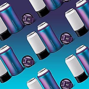 BrüMate Hopsulator Trio 3-in-1 Insulated Can Cooler for 12oz / 16oz Cans + 100% Leak Proof Tumbler with Lid | Can Coozie Insulated for Beer, Soda, and Energy Drinks (Dark Aura)