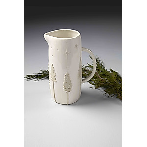 Mud Pie Stoneware Christmas Pitcher, White 9.25" x 4.25"