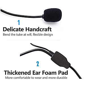 VOVIGGOL 2Pcs Microphone Headset Mic, Flexible Wired Boom for Voice Amplifier, 3.5mm Connector Jack Headset Microphone for Singing, Speaking, Teachers, Coaches, Presentations, Seniors and More