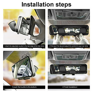 LivTee Panoramic Rear View Mirror 11.2''(285mm), Wide Angle Convex Curve Interior Rearview Mirror Clip on Original Mirror to Eliminate Blind Spot for Cars SUV Trucks