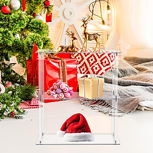 Jusalpha Rectangular 3 Tier Clear Acrylic with Metal Tabletop Display Stand for Desktop Shelf, Bathroom Vanity Cosmetic Makeup Organization Shelves, Home Decor Display Stand (Large 3 Tier)