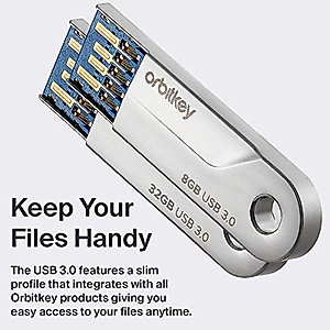 Orbitkey - USB 3.0 - Fast Transfer USB - 46.25 x 12.5 x 3.75 mm - Fast Transfer Chip, Slim Profile, Compatible with All Orbitkey Products