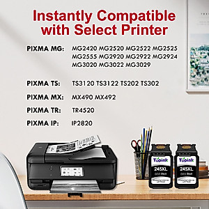 245XL Ink Cartridge Replacement for Canon Printer Ink 245 Black XL Ink PG-245XL PG 245 Use with PIXMA MX492 MX490 MG2522 MG2920 MG2420 MG2520 MG2922 TS3100 TS3122 TS3320 TR4520 TR4522 Printers