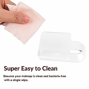 LilyLeaf Handheld Makeup Mixing Palette - Transparent Hand Tray for Mixing Foundation - Clear Acrylic Blending Plate for Makeup Lovers and Professionals with Cute Storage Bag (M)