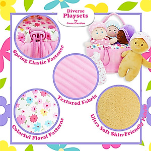 June Garden My First Basket Plush Baby Doll Set - Includes 1 Basket and 4 Multicultural Soft Plush Babies with Emotional Expressions for Infants and Toddlers Birth and Up