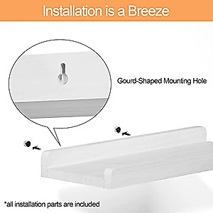 Alsonerbay White Floating Shelves Wall Mounted Set of 3, 23.6 Inch Rustic Wood Wall Shelves for Storage and Display for Bedroom Living Room Bathroom Kitchen Office and More