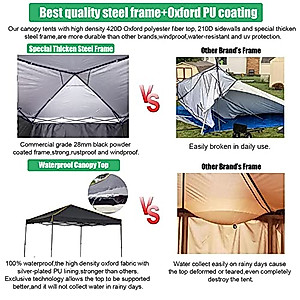 10x10 Pop Up Canopy Tent with 4 Removable Sidewalls, Waterproof Commercial Instant Gazebo Outdoor Tents for Party/Exhibition/Picnic with Carry Bag,4 Stakes & Ropes (Black)