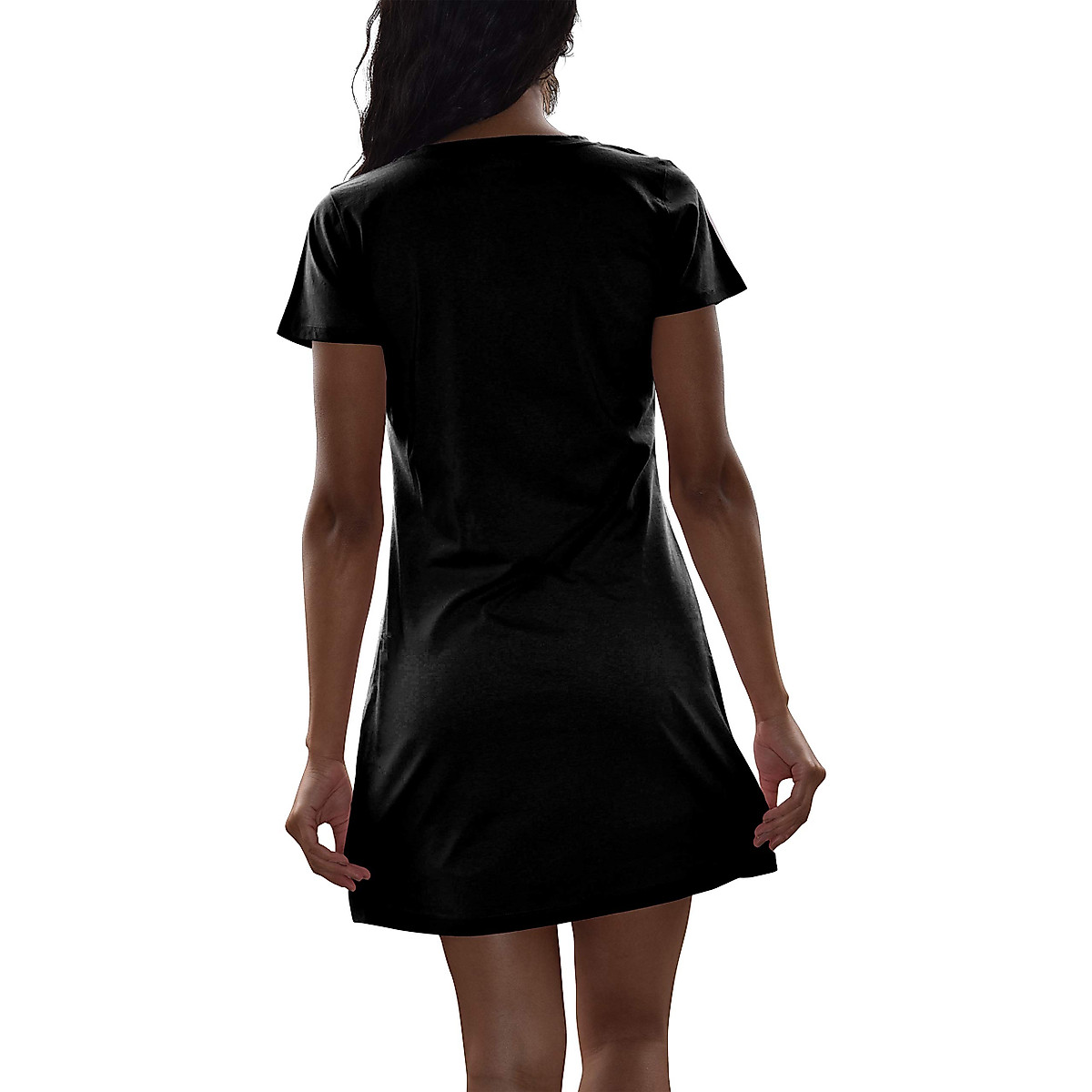 Sexy Basics Women's Cotton Soft V-Neck Sleepwear Shirt/Nightwear Shirt -Pack of 3 (3 Pack -Black/Nude-Khaki/White, Large)