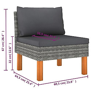 khalery [New Lounge Set - 4-Piece Outdoor Furniture Poly Rattan Set with Gray Cushioned Sofa Weather-Resistant Conversation Set for Garden Poolside Balcony - Stylish and Durable-Gray