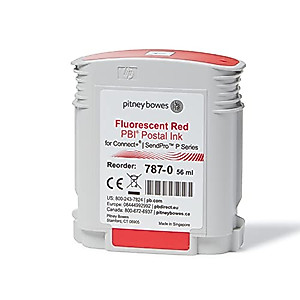 Pitney Bowes 787-0 Standard Ink Cartridge for SendPro P/Connect+ Series Mailing Systems, Red Ink, 56 ml