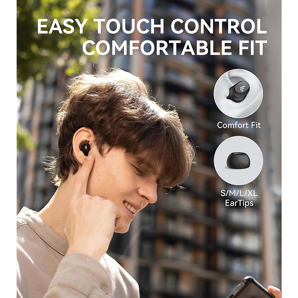 Edifier TWS1 Pro 2 Active Noise Cancellation Earbuds, 42dB Depth ANC, AI-Enhanced Calls with 4 Mics, in-Ear Detection, Fast Charging, Bluetooth 5.3