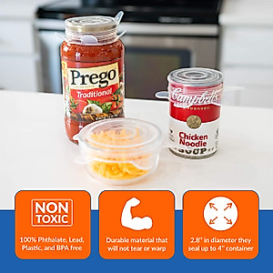 Silicone Stretch Lids (6 Pack- Small Lids) by Modfamily, Reusable, Durable, Expandable. Keeps Canned Food and Drinks Fresh, Dishwasher and Freezer Safe (2.8 In. Diameter -Seals up to 4 Inch Container)