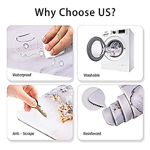 Anyshock Desk Mat, Gaming Mouse Pad Large (35.4" x 15.7" inch), XXL Keyboard Pad with Stitched Edges, Non Slip Rubber Base, Waterproof Computer Desk Pad for Office, Home, Men(Platinum Marble)