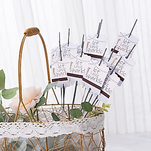 100pcs Cute Wedding Sparkler Tags with Match Holder and Striker Let Love Sparkle Send Off,Pearl White