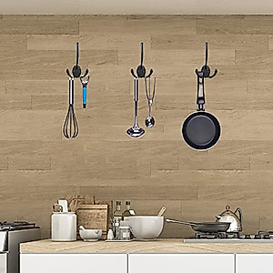 IBosins 7 Pack Big Heavy Duty Three Prongs Coat Hooks Wall Mounted with 14 Screws Retro Double Utility Rustic Hooks for Thick Coat, Big Heavy Bag