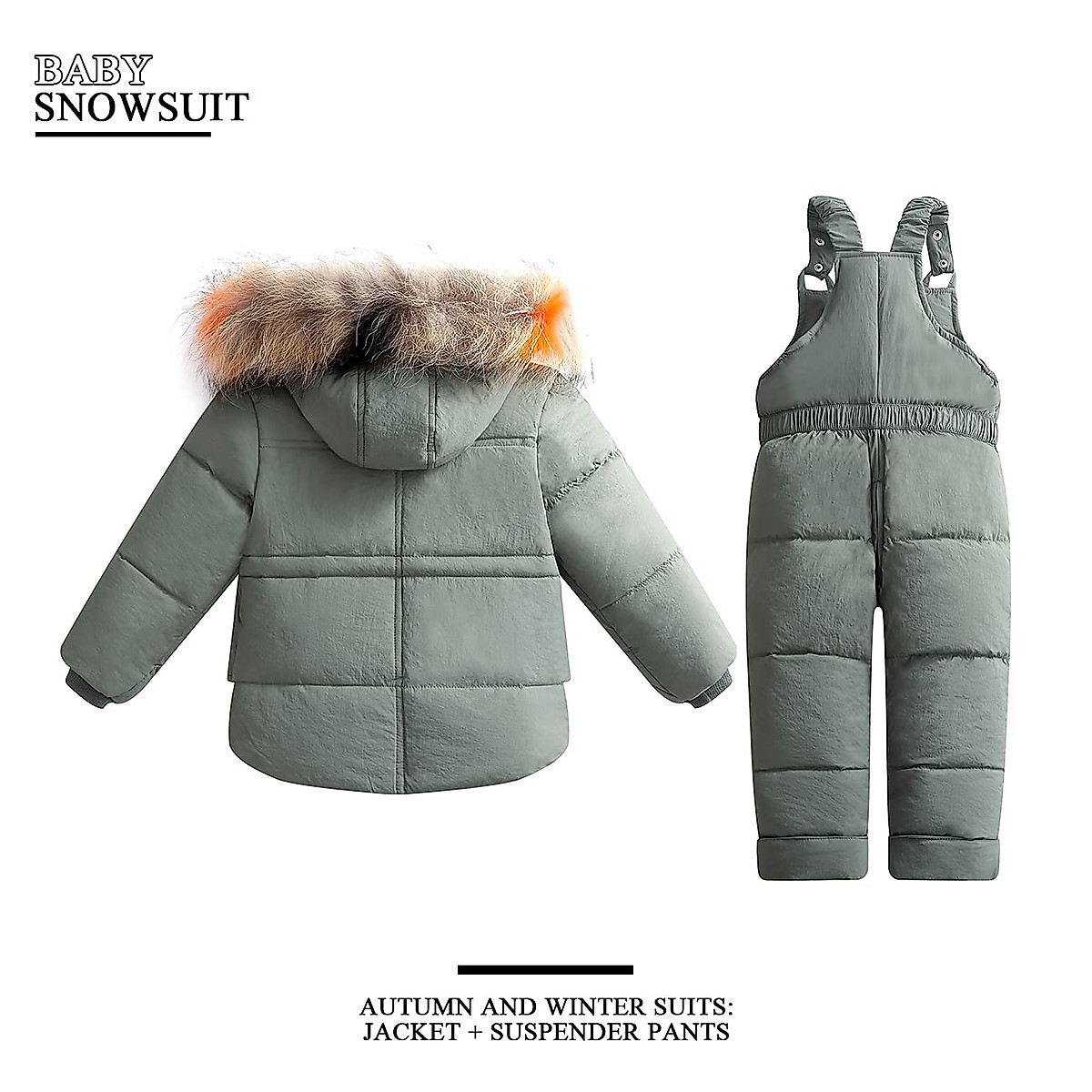 Srkrando Baby Toddler Snowsuit Boys Girls Winter Kids Snow Bib Pant Jacket Suit Coat