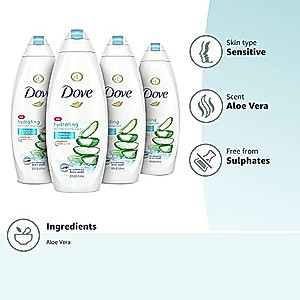 Dove Body Wash 100% Gentle Cleansers, Sulfate Free Hydrating Aloe and Birch Bodywash Gives You Softer, Smoother Skin After Just One Shower, 22 Fl Oz (Pack of 4)