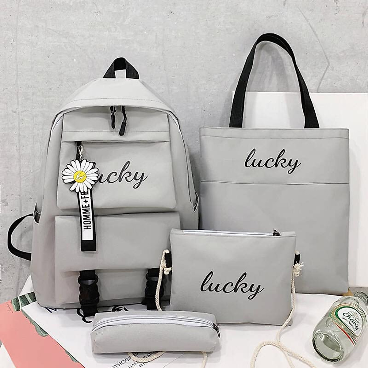 4-piece backpack set and lunch box .