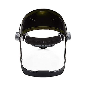 Jackson Safety QUAD500 Face Shield with Shade 5 IR Welding Visor, Ratcheting, Clear Tint, Anti-Fog Coating, Black, 14230