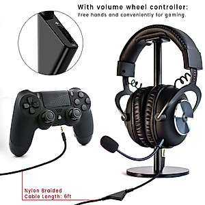 weishan G Pro X Cable, Detachable Gaming Headset Cord Replacement for Logitech G Pro, G433, G233 Headsets, 3.5mm(1/8") Nylon Braided Aux Wire with Volume Controller, 6ft