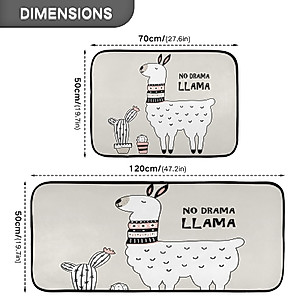 MCHIVER Cute Cartoon Llama Kitchen Rugs Set Anti Fatigue Kitchen Mat 2 Pieces for Floor Non-Slip Cushioned Runner Rug Standing Mat for Kitchen Bathroom Hallway Home Decor
