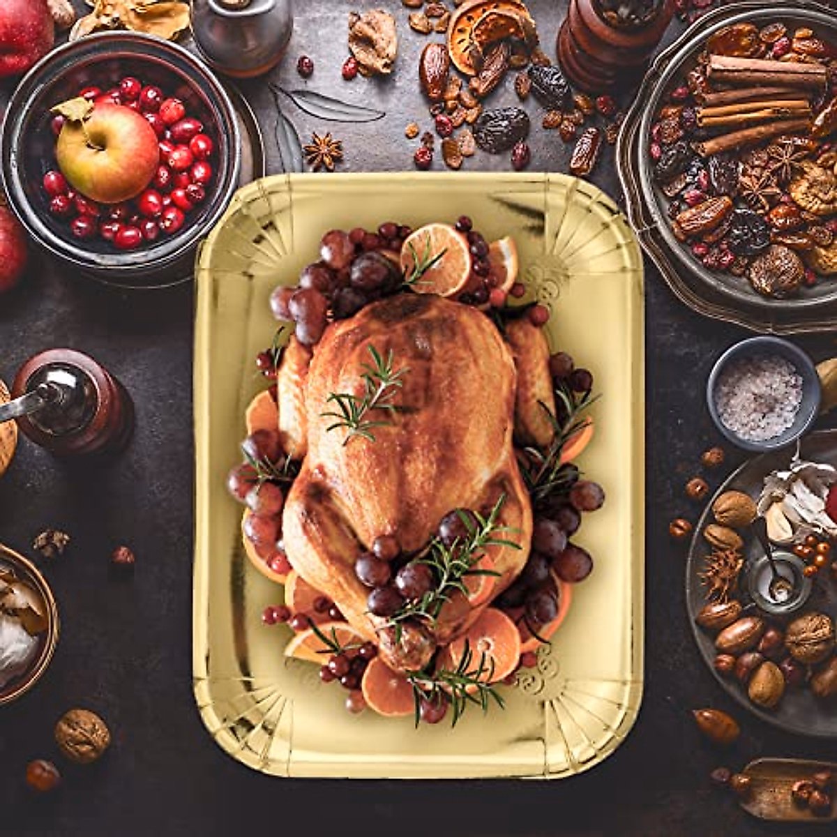 10PCS Gold Rectangle Trays, Heavy Duty Disposable Paper Cardboard for Platters, for Elegant Dessert Table Serving Parties, Cupcake Display, Birthday Party, Dessert, Weddings