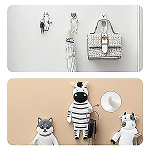 Creative Adhesive Coat Hook Kitchen Refrigerator Sticky Hook 4 Pcs Cute Pet Hooks for Coat, Scarf, Hat, Towel,Key,Bag, Utility Animal Hook for Wall Hanging Decorations
