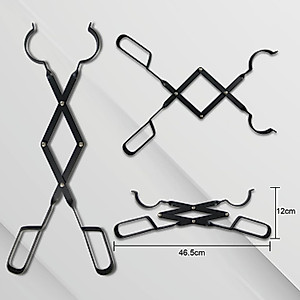 VODA Fire Poker and Fireplace Tongs Set - 31" Campfire Poker with Blow Poke Function, 24" Firewood Tongs, 2 Part Assembled Fire Pit Poker, Log Grabber for Firepit Bonfire Wood Stove Fireplace