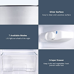 1256 Compact Refrigerator 3.2 Cu.Ft, 2-Door Mini Fridge With Freezer, Energy Saving, LED Inside, Low Noise, Upright Fridge Suitable For Apartment, Office Or Dorm-MVSFD321