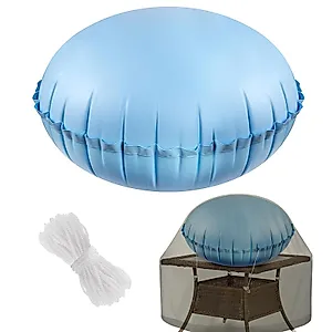 MADHOLLY Dome Patio Furniture Cover Airbag- 47In Dia Reusable Weather Resistant Dome Airbag with Ropes to Fix- Picnic Table Airbag Patio Table Cover Support for Outdoor Patio Furniture, Blue