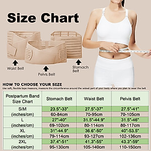3 in 1 Postpartum Belly Band Wrap Support Recovery Girdles Abdominer Binder Post Surgery Belly&Waist&Pelvis Support Belt & Back Brace (Beige, Large)
