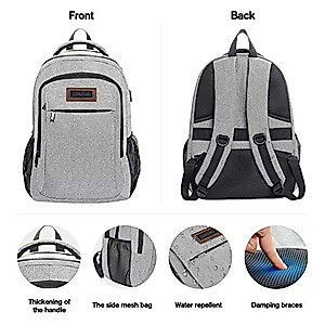 Likableb Travel Laptop Backpack with usb Charging Port for Women & Men (gray)