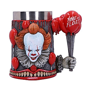 Nemesis Now IT Pennywise Clown Tankard, Hand-Painted Resin, Time to Float, Horror Movie Merchandise, Red Balloons Handle, 15.5cm