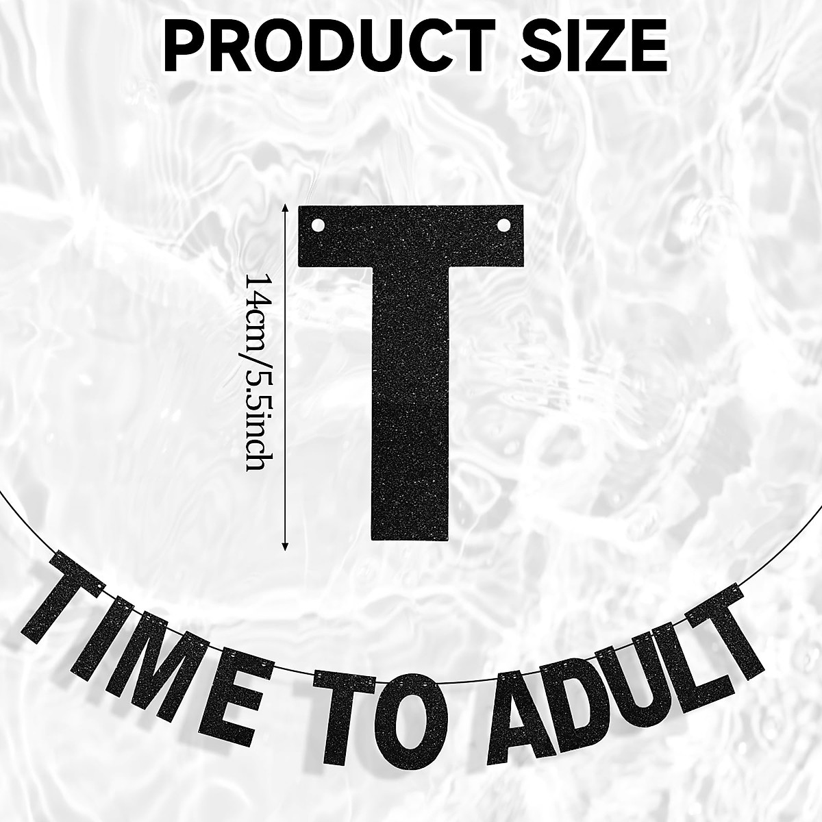 Adulting Decorations Glitter 18th Birthday Banner, Officially Adulting 18th Birthday Decorations Hanging Backdrop, Time to Adult, Happy 18th Birthday Banner Favors and Supplies for Girls Boys (Black)