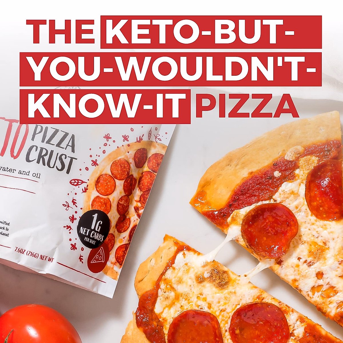 Keto Pizza Crust - Low Carb and Keto Friendly - Only 1g Net Carbs - Incredible Taste and Texture - Zero Sugar - Just Add Water and Oil - Keto Has Never Been So Easy - Keto Food - No Almond Flour - Non-GMO Sourced (7.6oz Mix) (1-Pack)