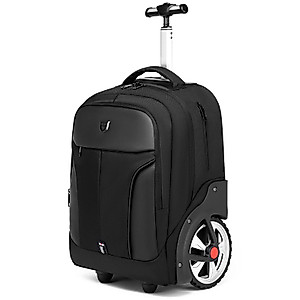 Rolling ,Waterproof Backpack with Wheels for Business, College Student and Travel Commuter, Carry on Backpack with Laptop Compartment, Fit 17 Inch Laptop, Wheeled Backpack for Adults