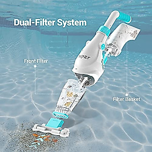 AIPER Cordless Pool Vacuum, Handheld Rechargeable Swimming Pool Cleaner, 60 Mins Running Time, Deep Cleaning & Strong Suction Ideal for Above & In-ground Pools, Hot Tubs, Spas-Pilot H1