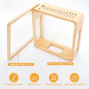 MinBoo Universal Knife Holder Bamboo Knife Storage Stand Knife Block Storage Stand Kitchen Counter Knife Block Holder without Knives Detachable Easy Cleaning