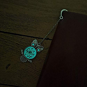 Gzrlyf Owl Bookmark Glow in The Dark Bookmark Luminous Book Markers Metal Book Lover Gifts (Luminous Bookmark)