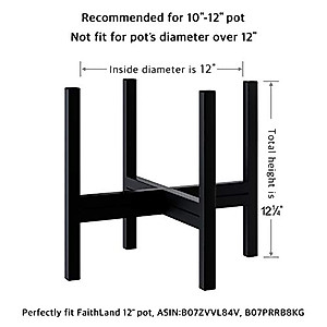 FaithLand Mid Century Plant Stand Indoor Outdoor (EXCLUDING 12" Plant Pot) , Hold Up to 12 Inch Planter, Metal Planter Stand, Potted Plant Holder, Black - Fits Snake Plant - Upgraded Design.