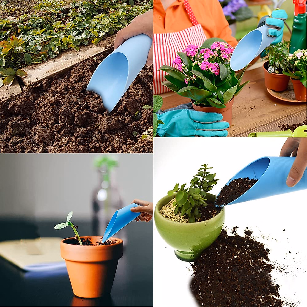 AKOAK 3 Pcs Garden Meat Tools Plastic Cups and Buckets Mini Garden Tools Plant Potting Shovels Flower Pot Spoon Potting Tools for Meat Miniature Garden Plant Care (Random)