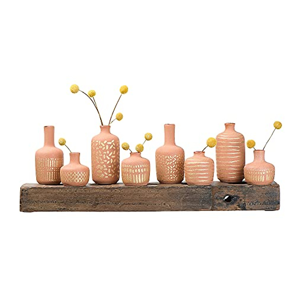 Main + Mesa Stoneware Vases with Gold Pattern, Set of 8