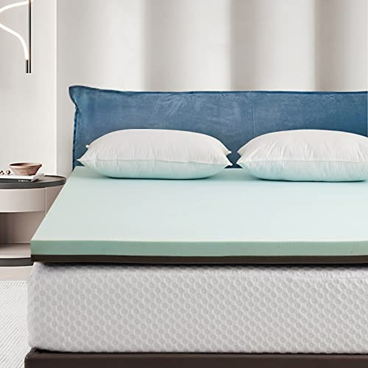 TEKAMON 3 Inch Memory Foam Mattress Topper California King Size,High Density Gel-Infused Cooling Foam Mattress Topper,with Removable & Washable Bamboo Fiber Cover