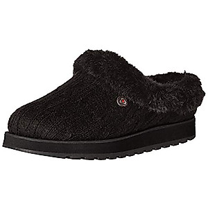 Skechers Women's Ice Angel Slipper, Black/Black, 9