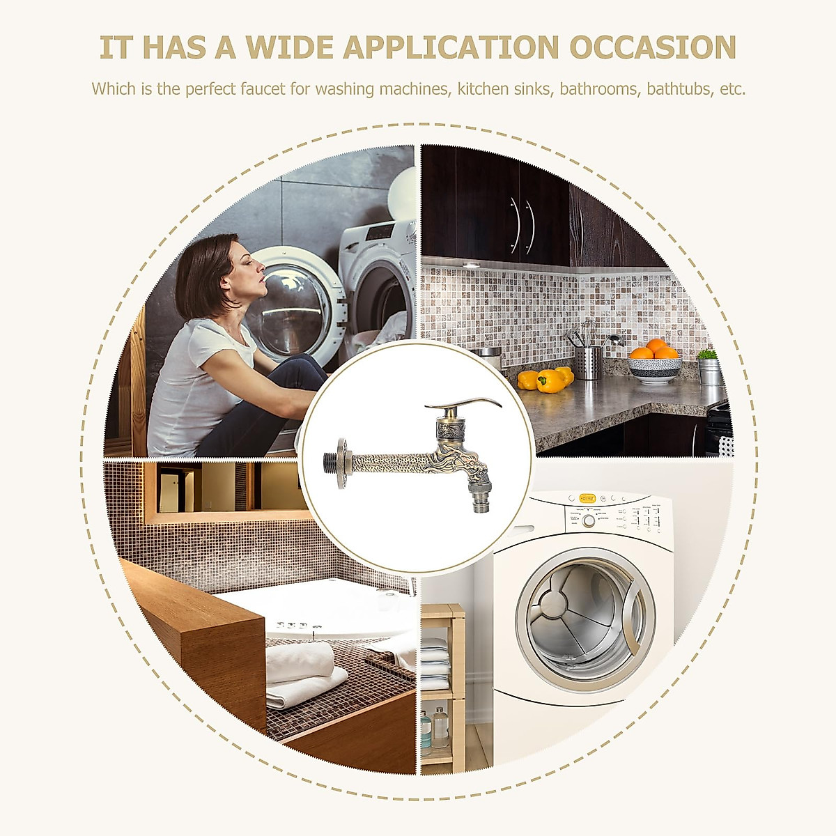 Veemoon Antique Water Faucet Wall Mount Bathroom Sink Garden Mop Pool Tap Vintage Decor Retro Decor Trim