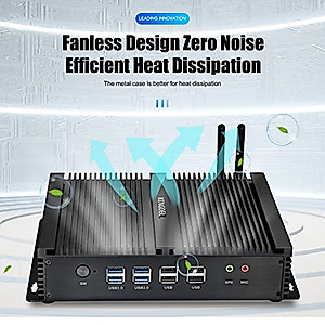 KINGDEL i7 Powerful Mini Box PC, Fanless Mini Desktop Computer with i7 CPU, 8GB RAM, 256GB SSD+1TB HDD, 2xLAN, 2xHD Ports, 4xUSB 3.0, 6xCOM RS232