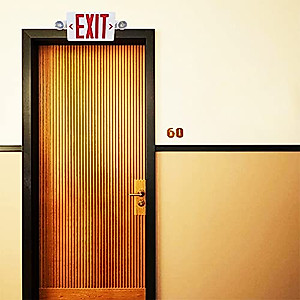 OSTEK Red LED Exit Sign with Emergency Light, Two LED Adjustable Head Emergency Exit Lights with Battery Backup, Dual LED Lamp ABS Fire Resistance UL-Listed (Red) (Red)