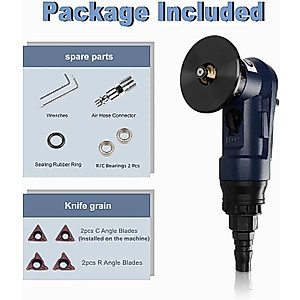 2 in 1 Mini Pneumatic Chamfering Machine,Air Chamfer Tool for Chamfering Metal Round Corner,45 degree Arc Corner Beveling Trimming Deburring Machine (Blue)